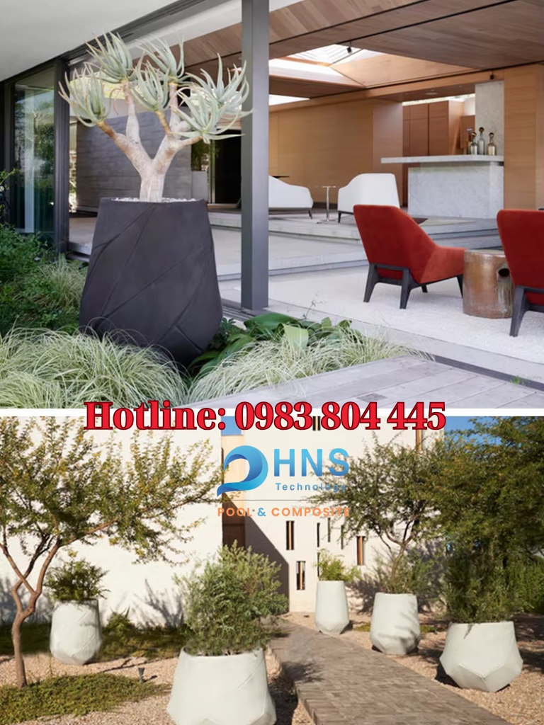 CHẬU HOA LỚN SANG TRỌNG BẰNG SỢI THỦY TINH COMPOSITE